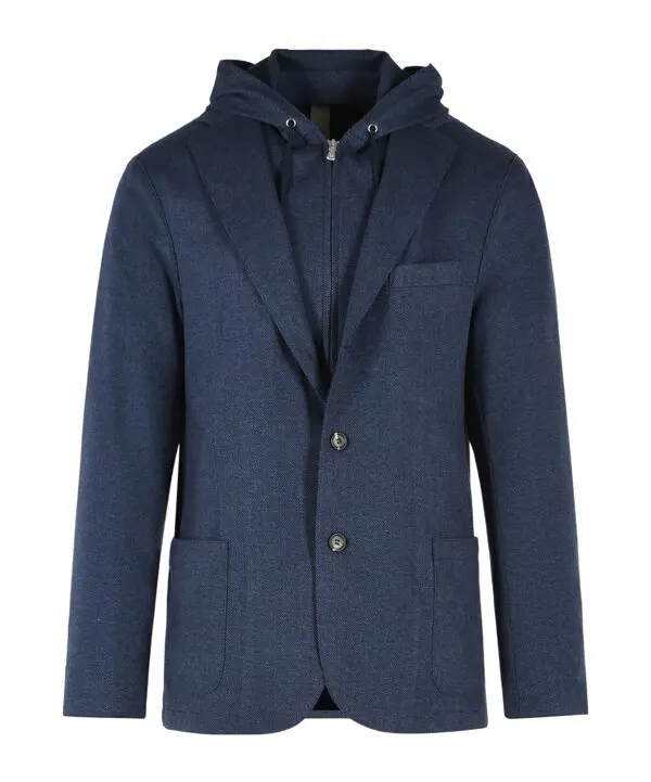 Eleventy Long-sleeved Suit Jacket With Hood - Blue