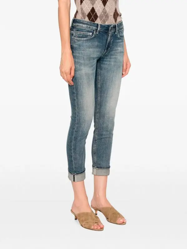 DONDUP Faded Effect Turn-up Cropped Jeans