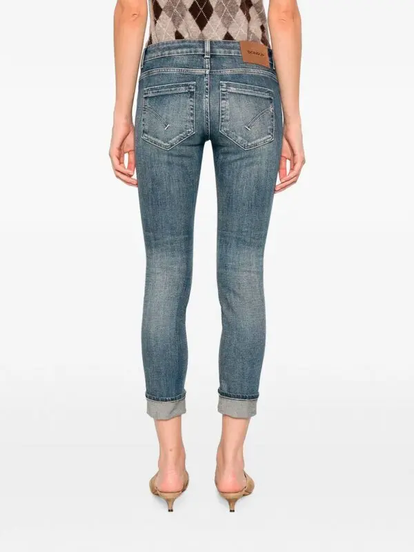 DONDUP Faded Effect Turn-up Cropped Jeans