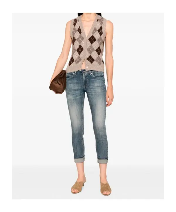DONDUP Faded Effect Turn-up Cropped Jeans