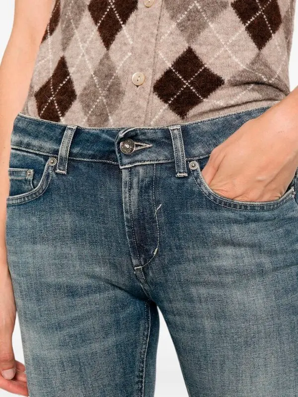 DONDUP Faded Effect Turn-up Cropped Jeans