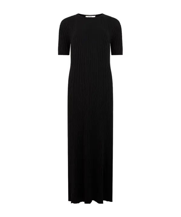 LISA YANG Ribbed Knit Maxi Dress With Short Sleeves
