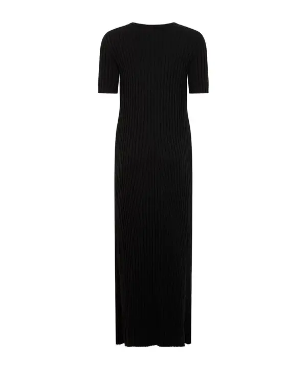 LISA YANG Ribbed Knit Maxi Dress With Short Sleeves