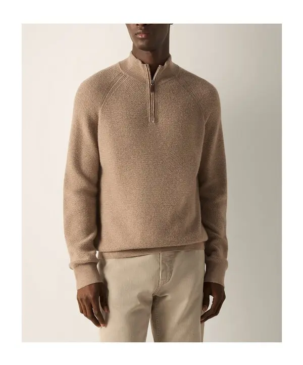 Zegna Cashmere Mélange Half-zip Mock Neck Sweater