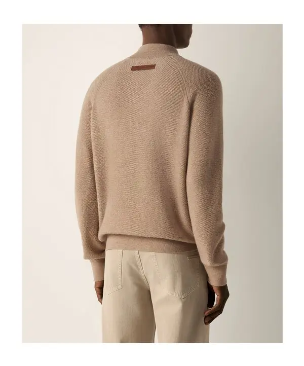 Zegna Cashmere Mélange Half-zip Mock Neck Sweater