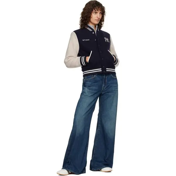 SPORTY  RICH Sporty & Rich Varsity Jacket With Striped Trim