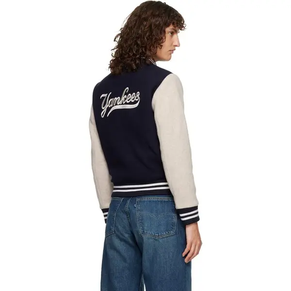 SPORTY  RICH Sporty & Rich Varsity Jacket With Striped Trim
