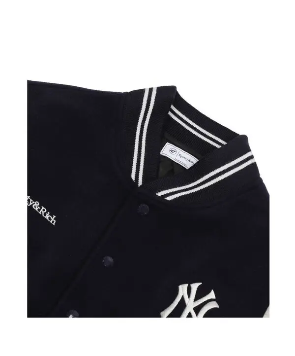 SPORTY  RICH Sporty & Rich Varsity Jacket With Striped Trim