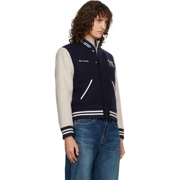 SPORTY  RICH Sporty & Rich Varsity Jacket With Striped Trim