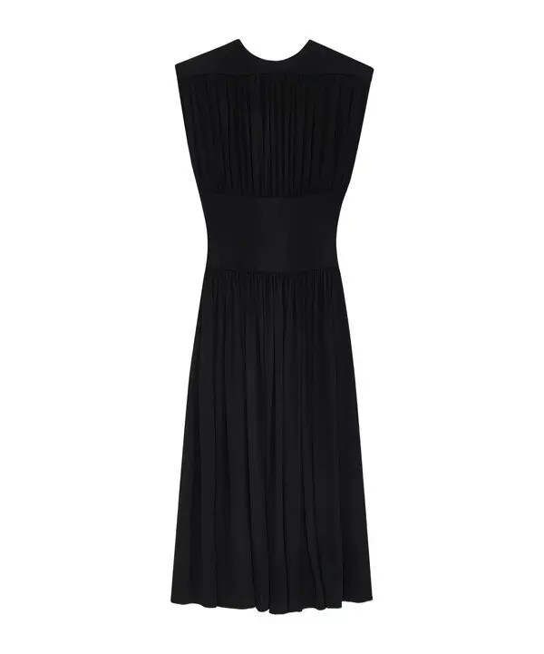 ANINE BING Sleeveless Round Neck Midi Dress With Pleats