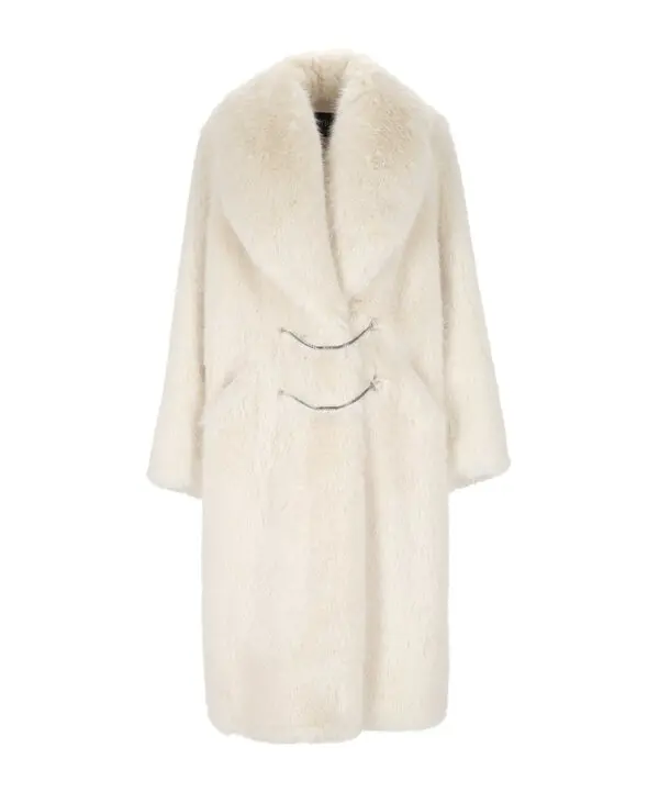 DONDUP Faux Fur Coat With Chain Detail