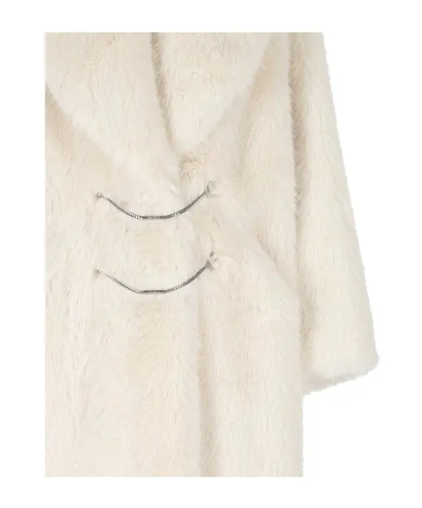 DONDUP Faux Fur Coat With Chain Detail