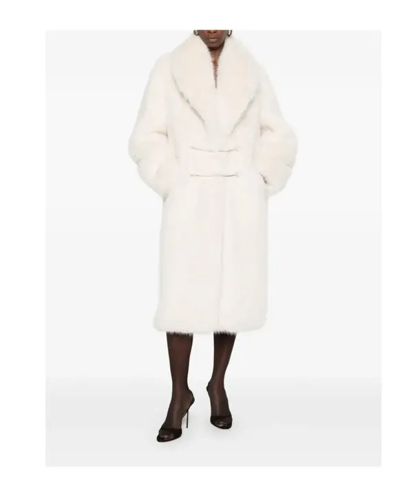 DONDUP Faux Fur Coat With Chain Detail