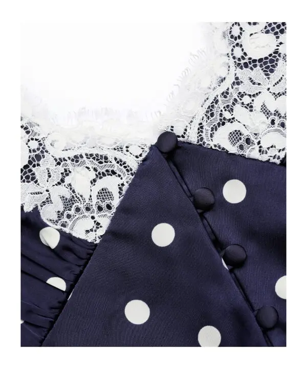 SELF-PORTRAIT Polka Dot Satin Mini Dress