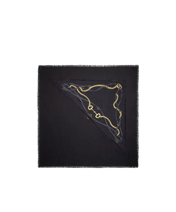 Gucci Gg Wool Silk Jacquard Cape - Black