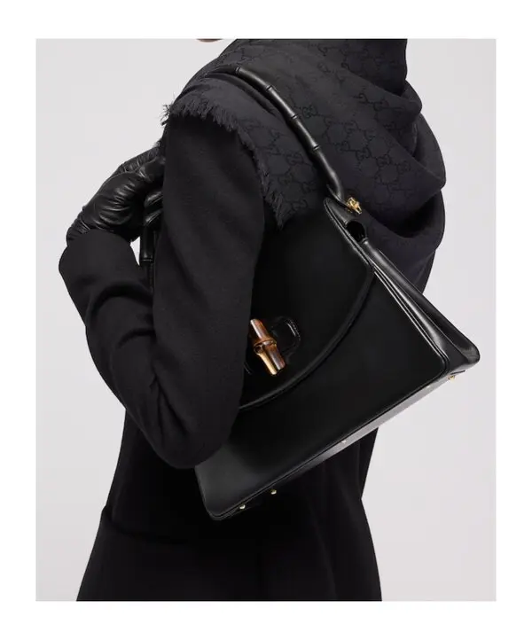Gucci Gg Wool Silk Jacquard Cape - Black