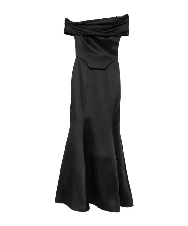 Solace Off-shoulder Satin-finish Maxi Dress - Black