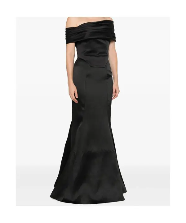 Solace Off-shoulder Satin-finish Maxi Dress