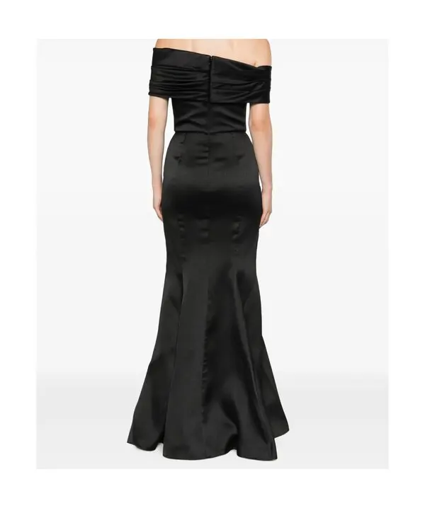 Solace Off-shoulder Satin-finish Maxi Dress