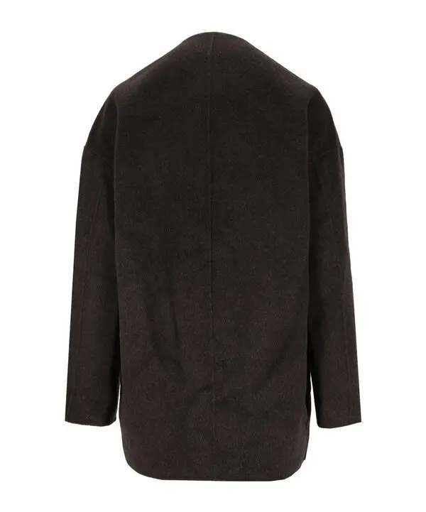Loulou De Saison Single-breasted Crewneck Coat - Dark Brown