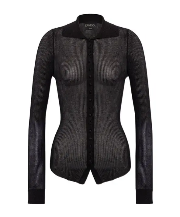DONDUP Ribbed Knit Long Sleeve Cardigan