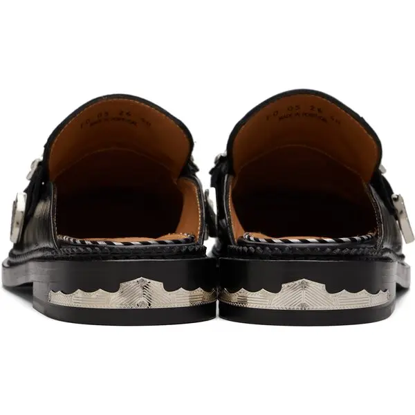 TOGA VIRILIS Crocodile-embossed Mules With Pin Buckle Detail