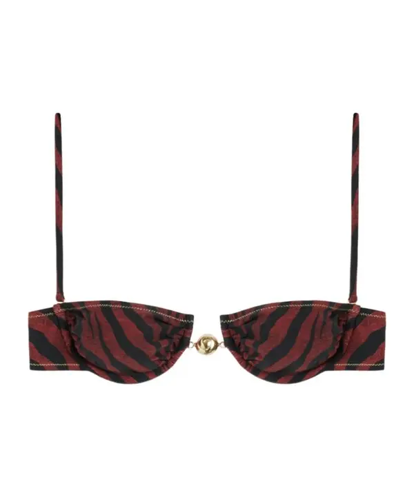 REINA OLGA Hammond Tiger-print Underwired Bikini Top - Black