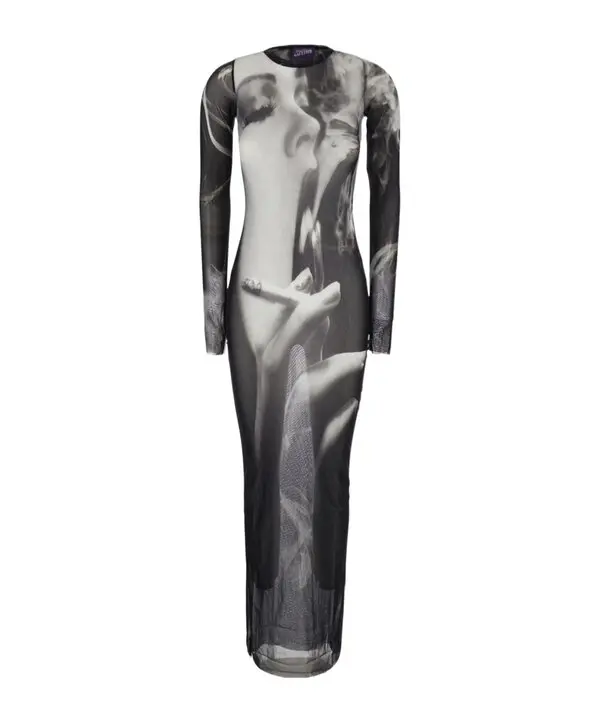 JEAN PAUL GAULTIER Long Sleeve Graphic Maxi Dress