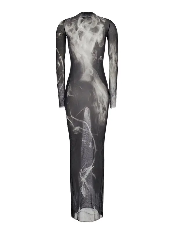 JEAN PAUL GAULTIER Long Sleeve Graphic Maxi Dress