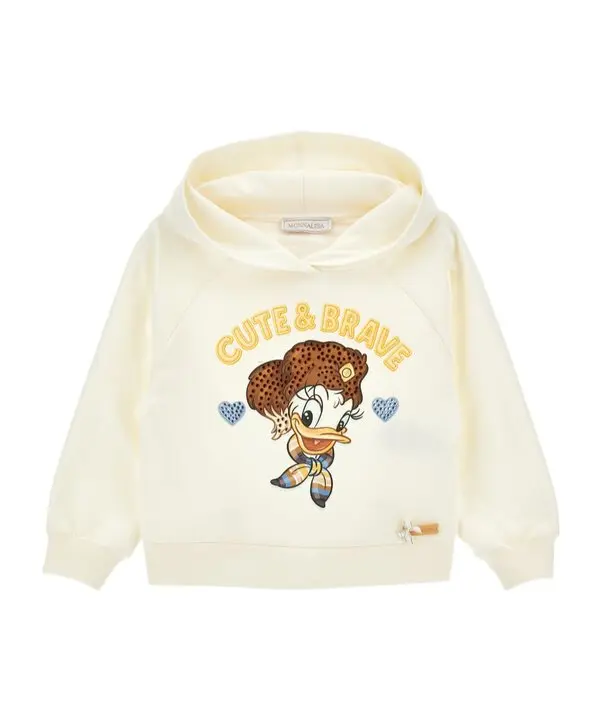 Monnalisa Rhinestone Embellished Hooded Sweatshirt