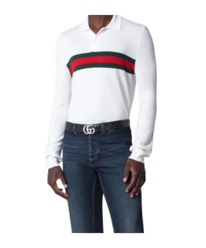 Gucci Striped Long-sleeve Polo Shirt