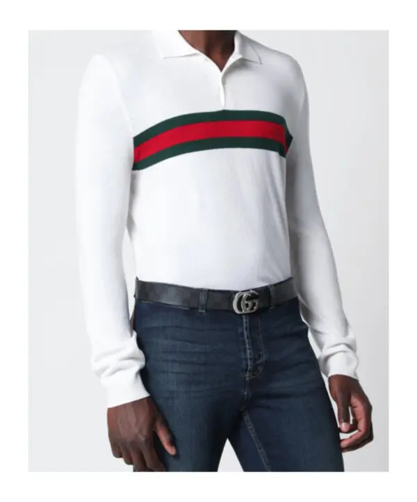 Gucci Striped Long-sleeve Polo Shirt