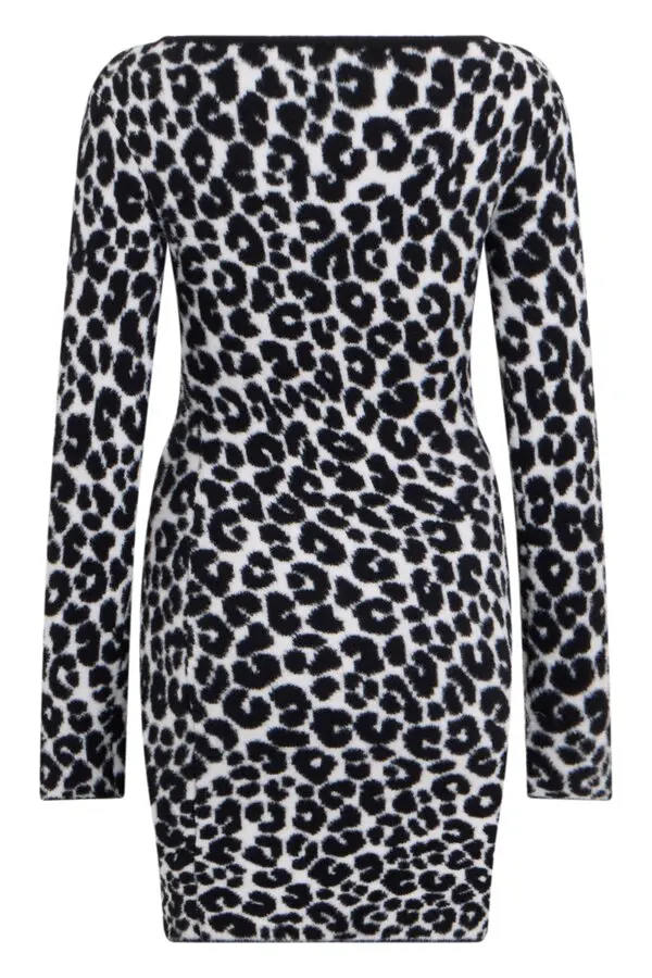 Philosophy Di Lorenzo Serafini Long Sleeve Animal Print Bodycon Dress