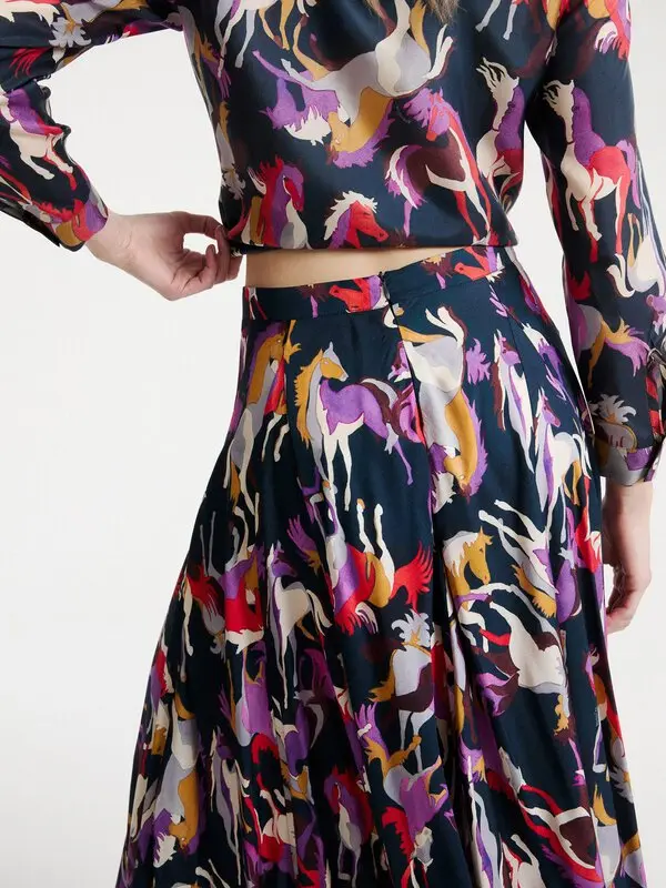 Marella Printed Viscose Twill Skirt