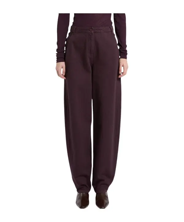 Marella High-waisted Cotton Twill Barrel-leg Trousers