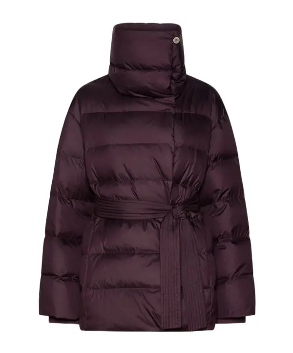 Marella Quilted Down Jacket With Belt - Black