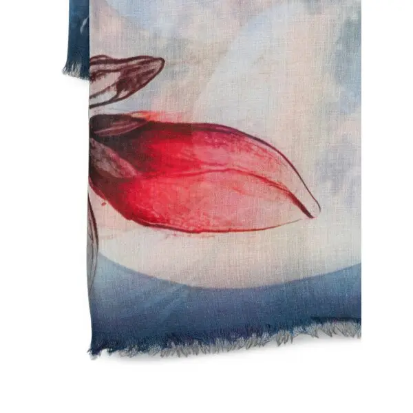D'ANIELLO Floral-print Frayed Scarf