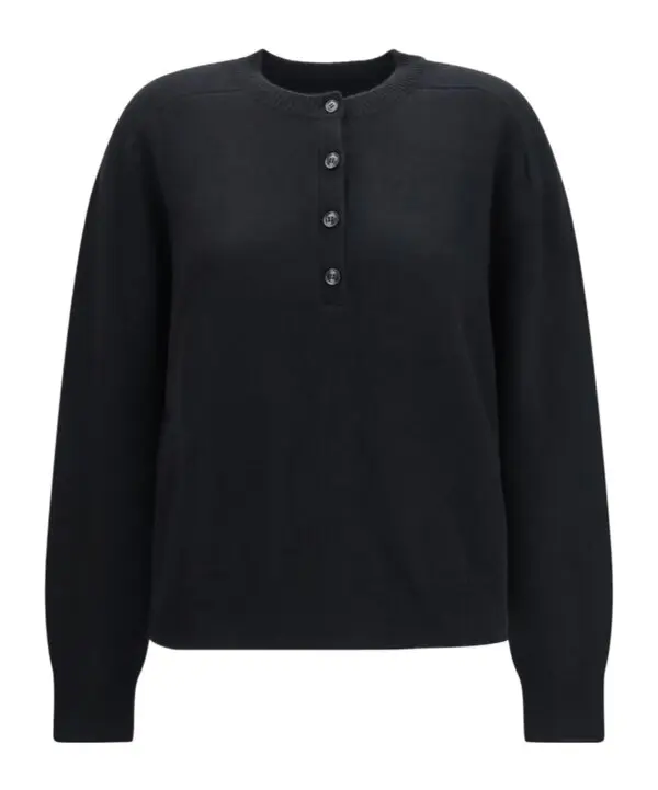Loulou De Saison Crewneck Jumper With Front Button Fastening