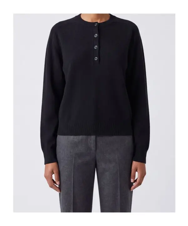 Loulou De Saison Crewneck Jumper With Front Button Fastening