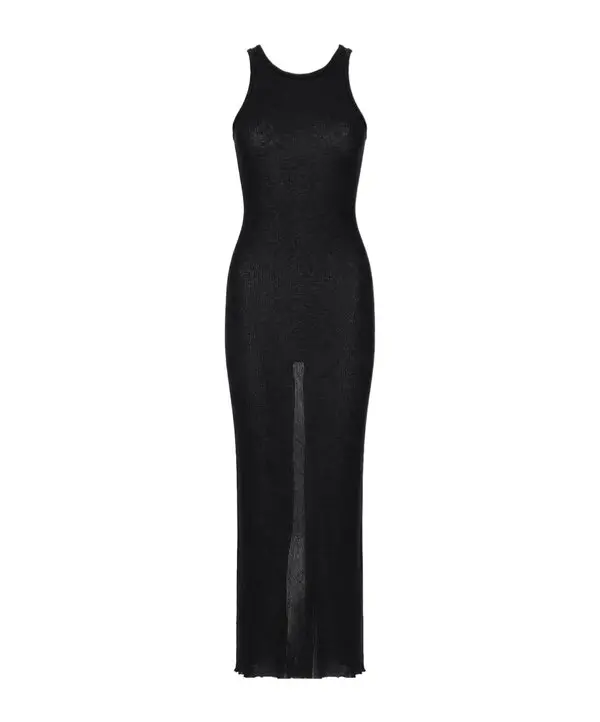Rick Owens Ribbed Maxi Dress With Slit