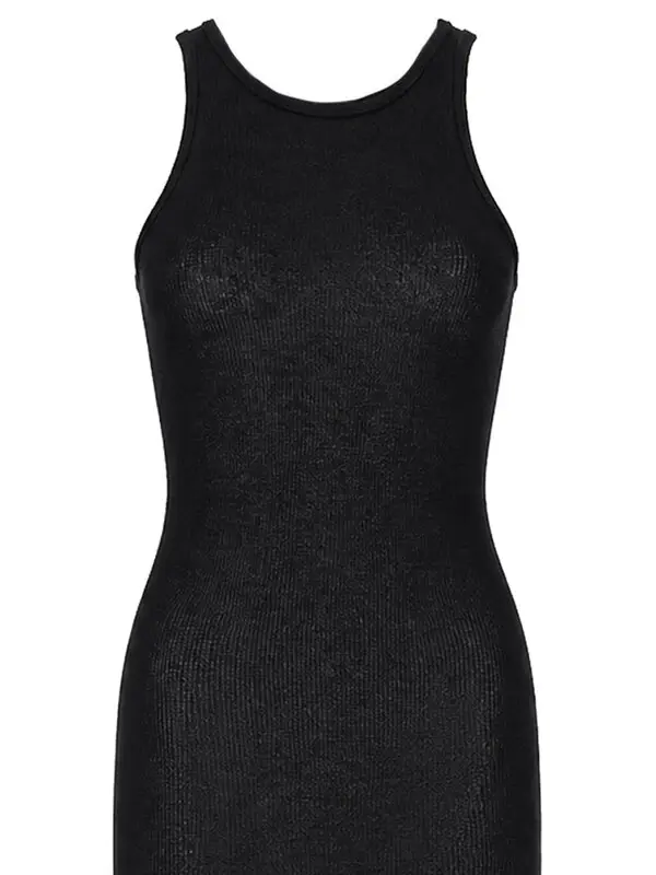 Rick Owens Ribbed Maxi Dress With Slit