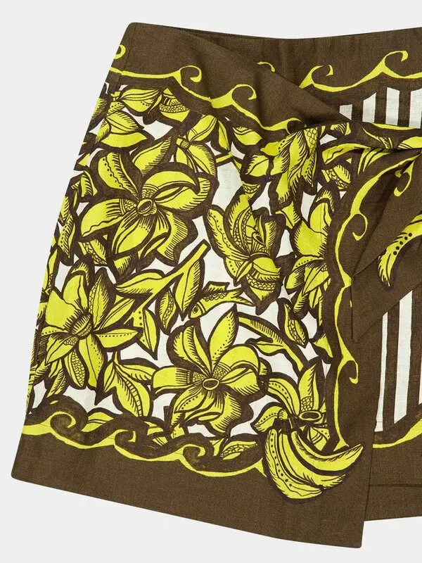 ALEMAIS Printed Wrap Skirt - Yellow