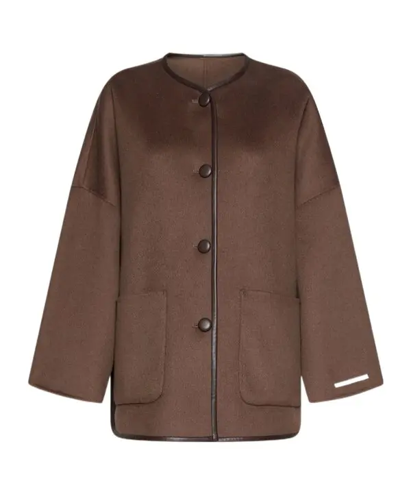 Marella Single-breasted Coat With Leather Detailing - No