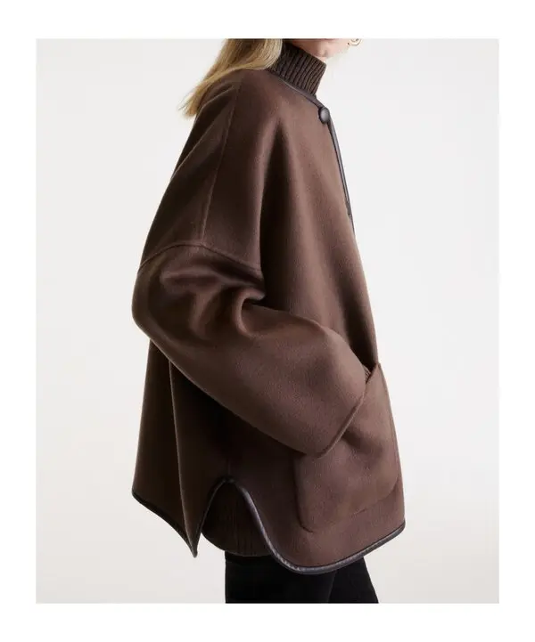 Marella Single-breasted Coat With Leather Detailing - No
