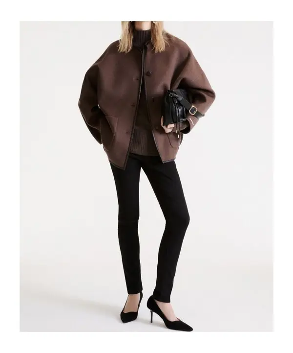 Marella Single-breasted Coat With Leather Detailing - No