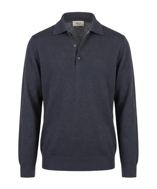Altea Long Sleeve Polo-neck Sweater - Navy