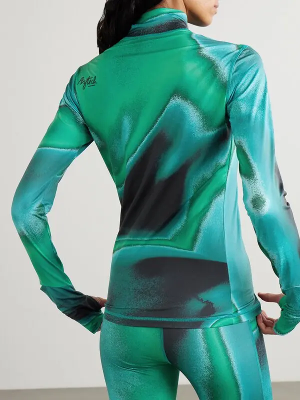 Aztech Mountain Gradientwash Turtleneck Long Sleeve Base Layer Top - Green