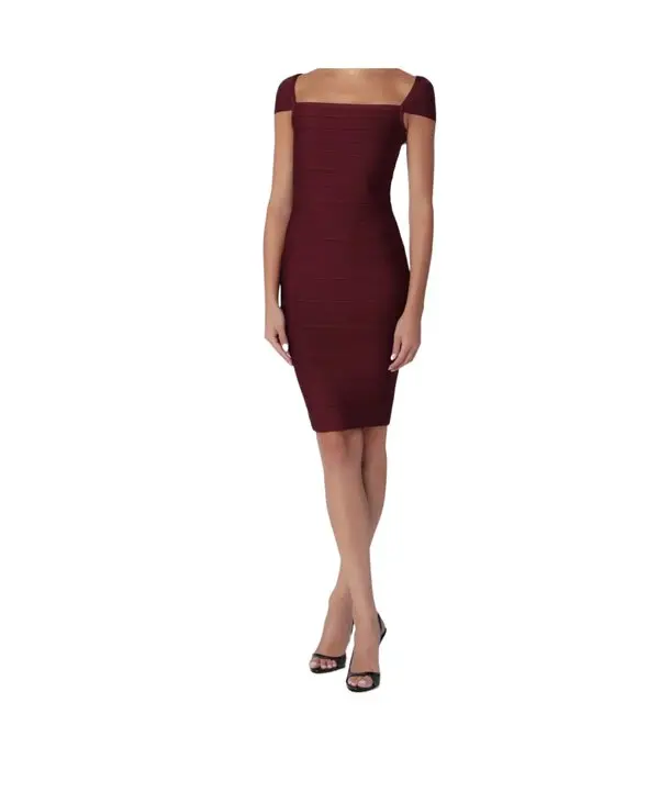 ROTATE BY BIRGER CHRISTENSEN Midi Fitted Knit Dress