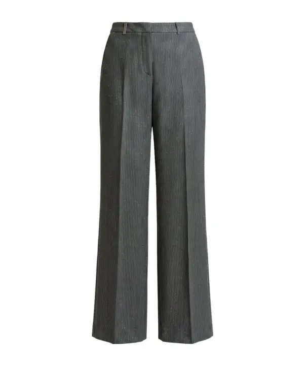 Peserico Ribbed Wide-leg Trousers With Vertical Stripes