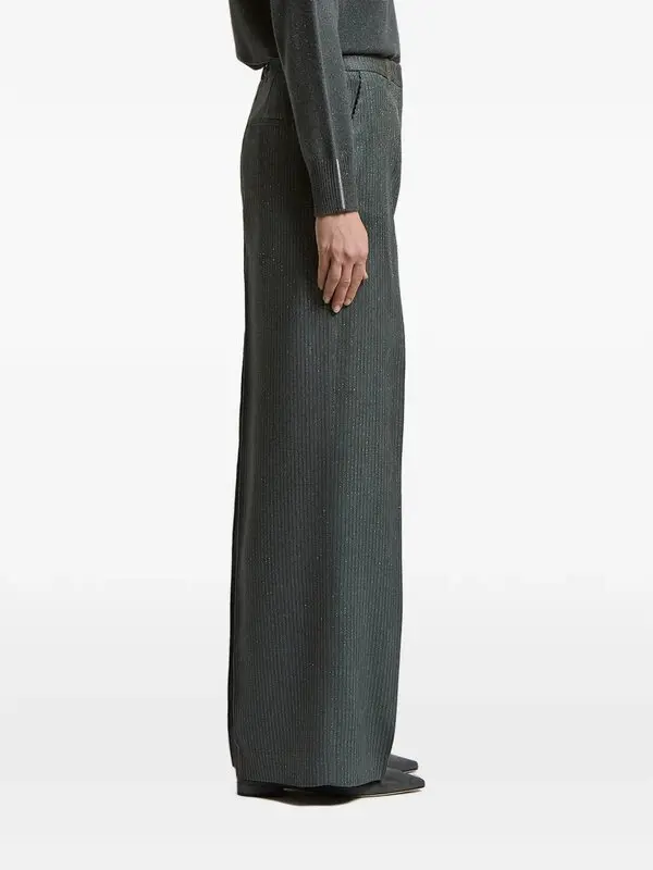 Peserico Ribbed Wide-leg Trousers With Vertical Stripes